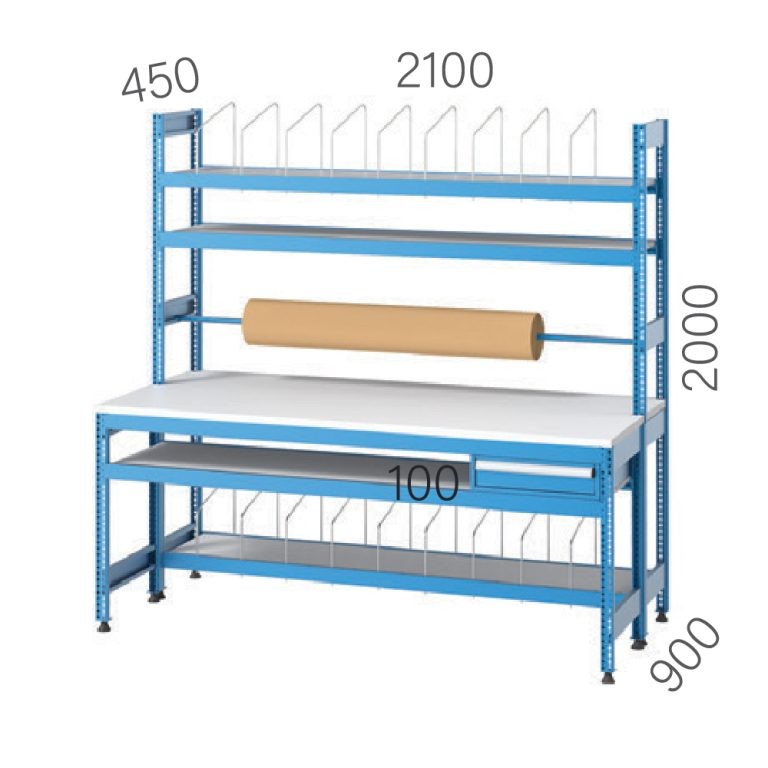 3408 - PACKAGING DESK 1 DRAWER and 4 FIXED SHELVES - Koçel