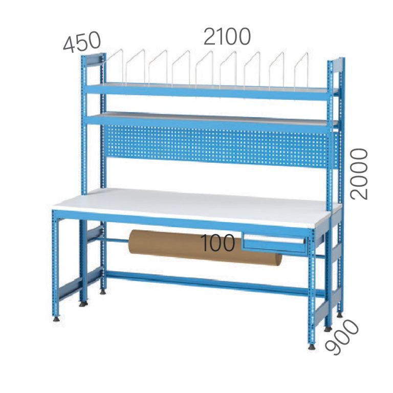 3411 - PACKAGING DESK 1 DRAWER, 2 FIXED SHELVES and PEGBOARD - Koçel