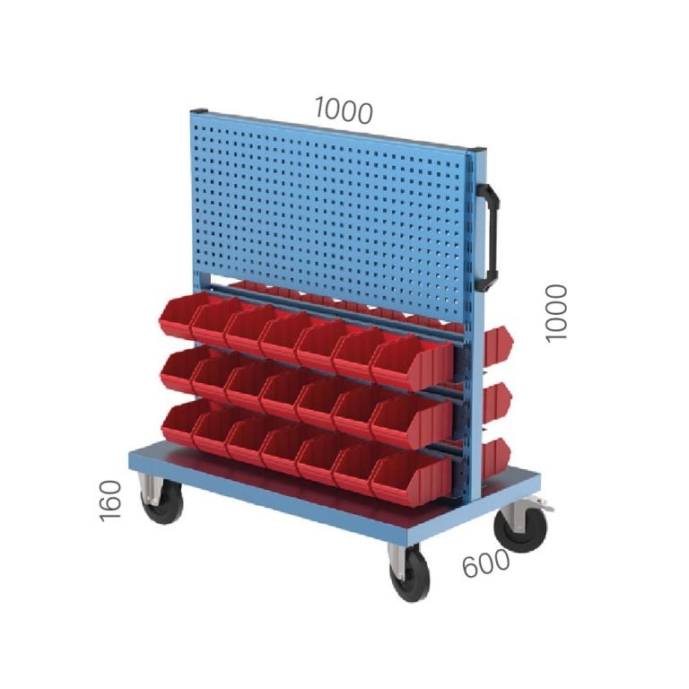 4540 - BIDIRECTIONAL LINBIN-STAND PEGBOARD, WHEELS - Koçel