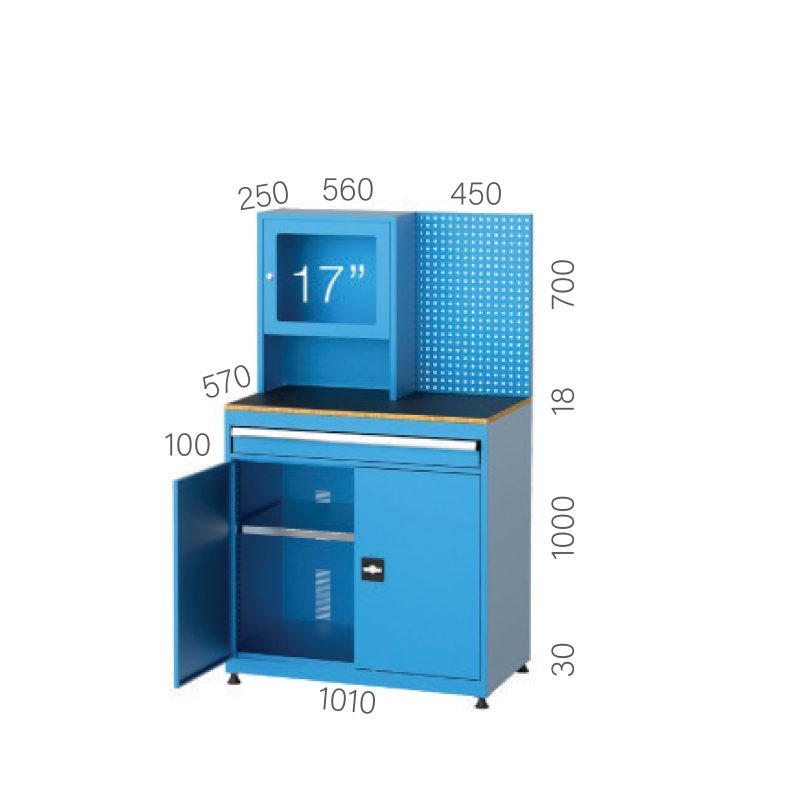 7435 – MONITOR CABINET WITH PEGBOARD WIDE TYPE COMPUTER WORKSTATION - Koçel