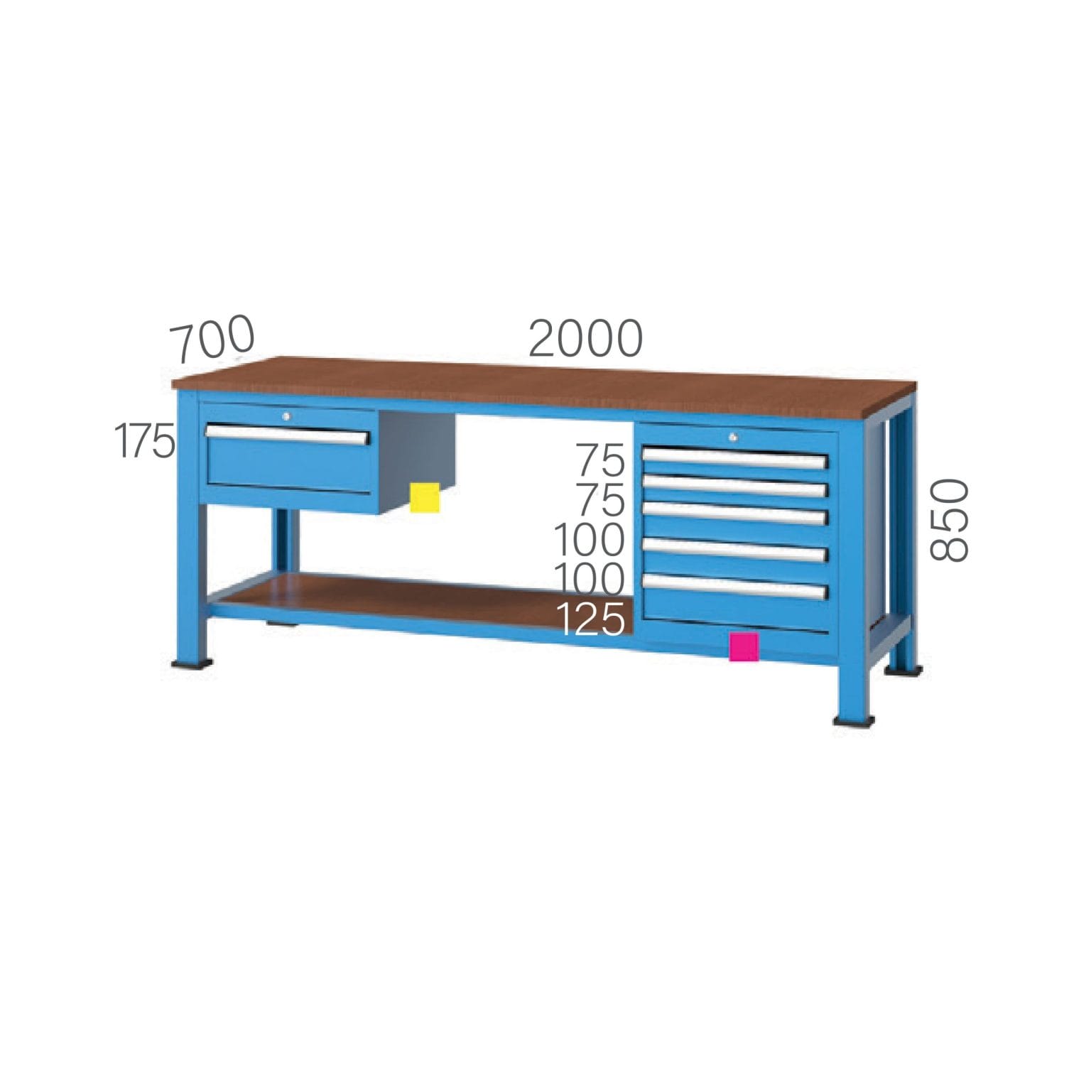 3220 – WORKBENCH WITH 6 DRAWERS AND LOWER SHELF - Koçel