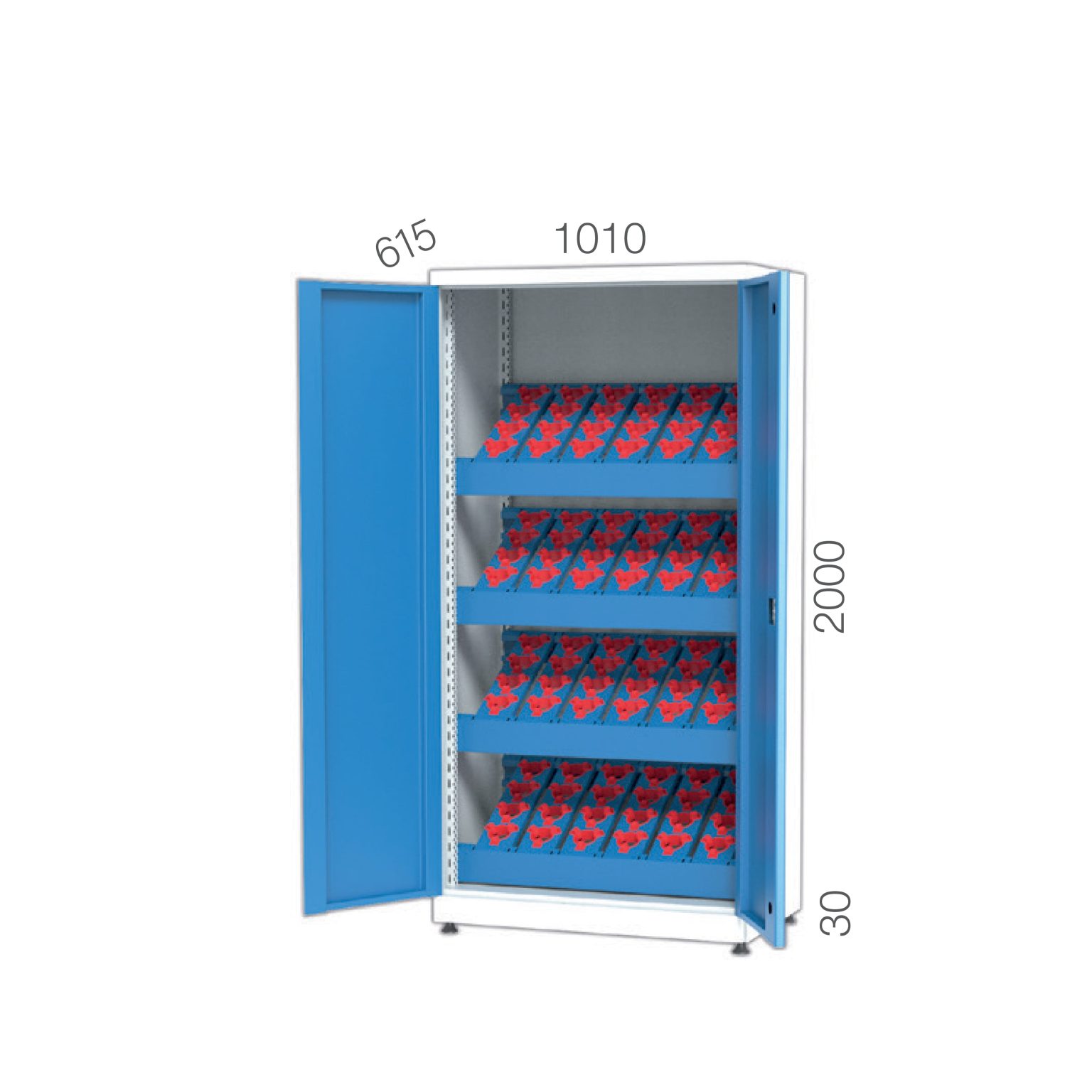 2110 - CNC TOOL CABINET WITH 4 INCLINED CNC HOLDER SHELVES - Koçel