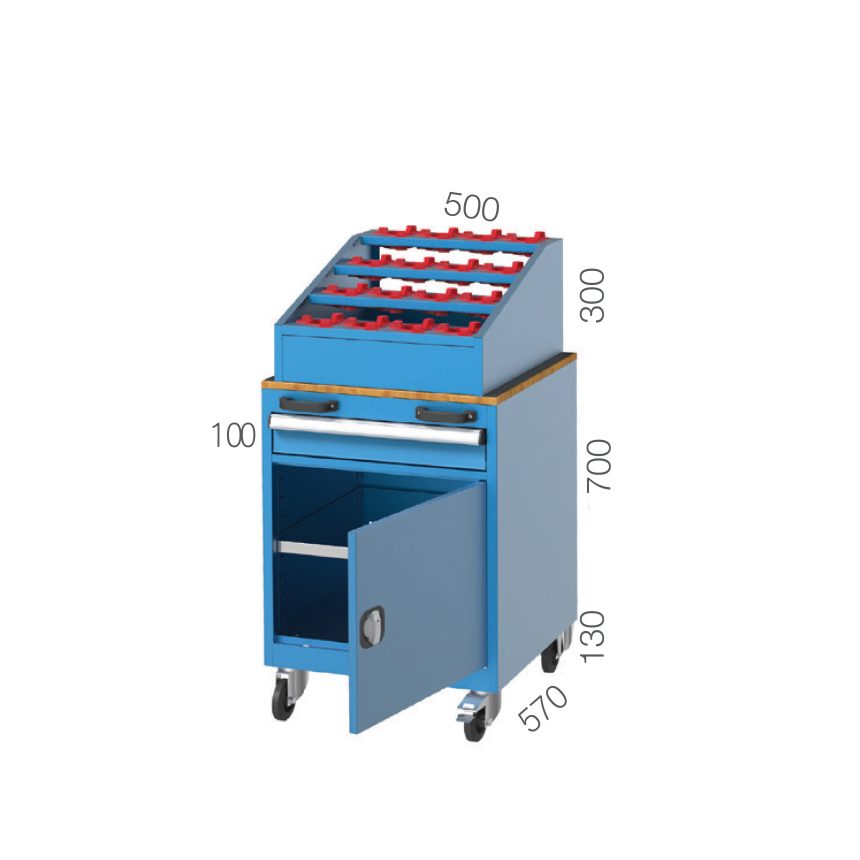 2730 - CNC CART WITH 16 CNC MORSE HOLDERS 1 DRAWER AND 1 CUPBOARD ...