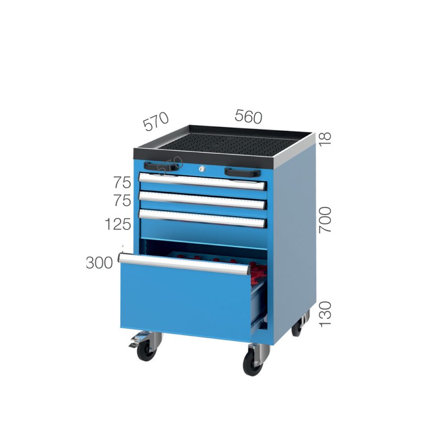 2740 - CNC CART WITH 3 DRAWERS AND 1 CNC STORAGE DRAWER INCLUDING 12 ...