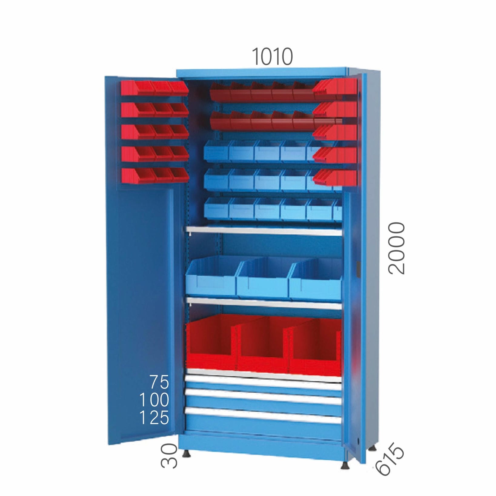 6906– INDUSTRIAL CABINET WITH 3 DRAWERS, 6 PLASTIC BOXES AND 62 PLASTIC ...