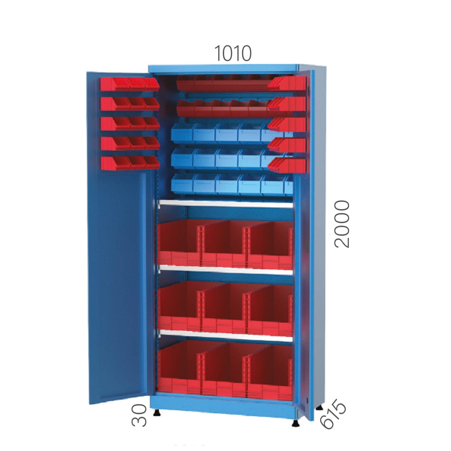 6910 – INDUSTRIAL CABINET WITH 9 PLASTIC BOXES AND 71 PLASTIC BINS - Koçel