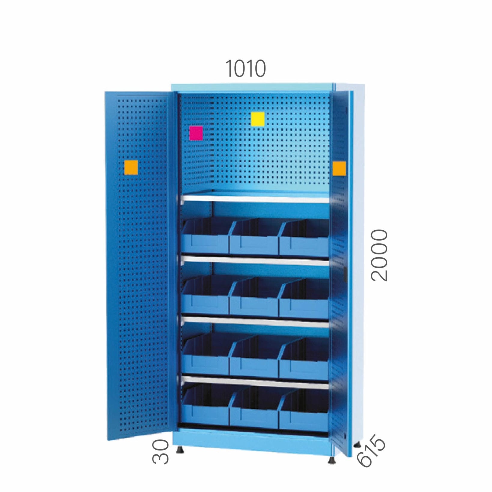 6920 - INDUSTRIAL CABINET WITH PEGBOARD AND 12 PLASTIC BINS - Koçel