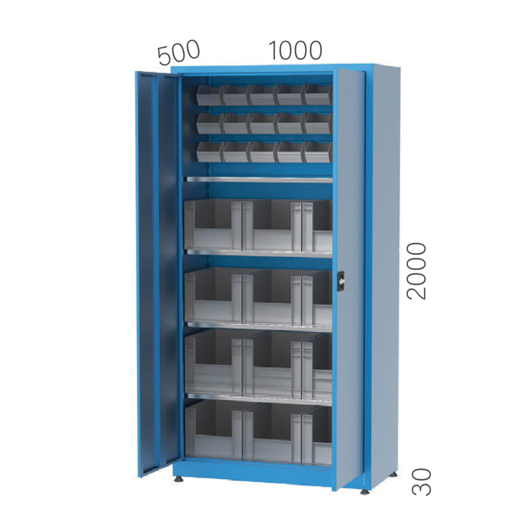 6370 - MATERIAL STORAGE CABINET WITH 21 LINBINS AND 12 PLASTIC BOXES ...